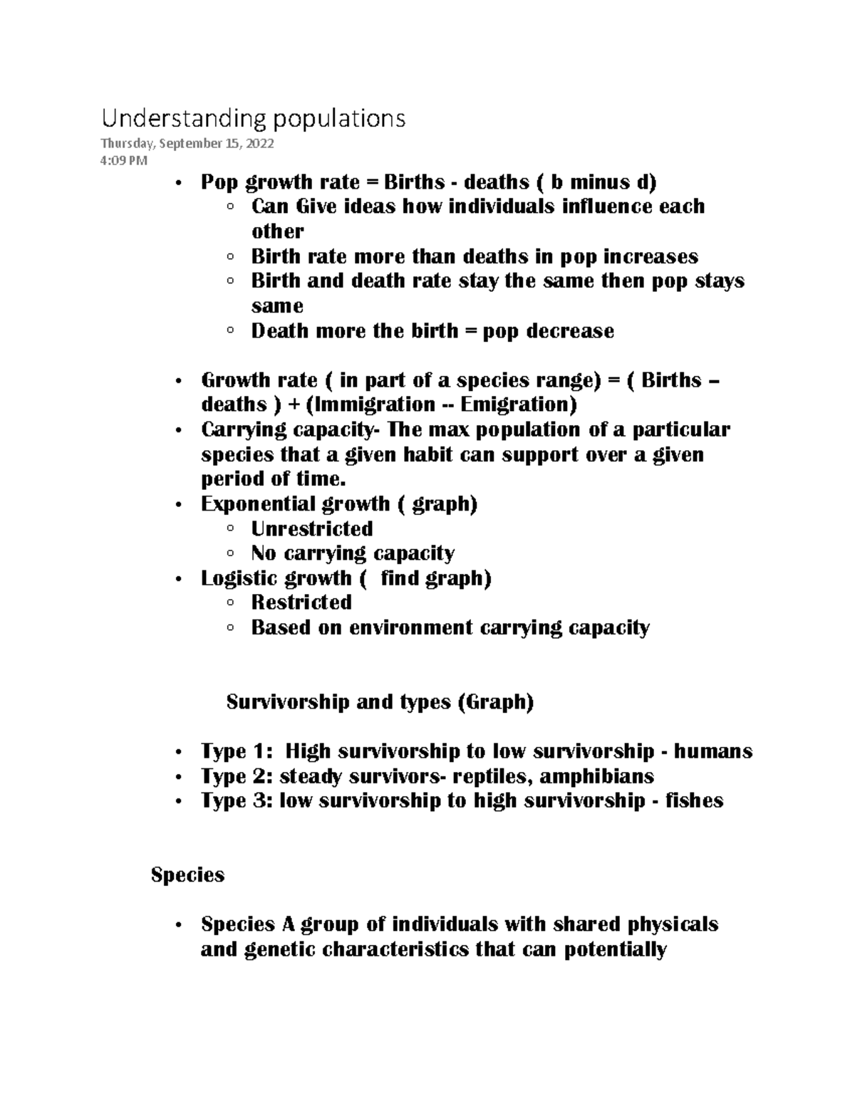 Understanding populations - Understanding populations Thursday ...