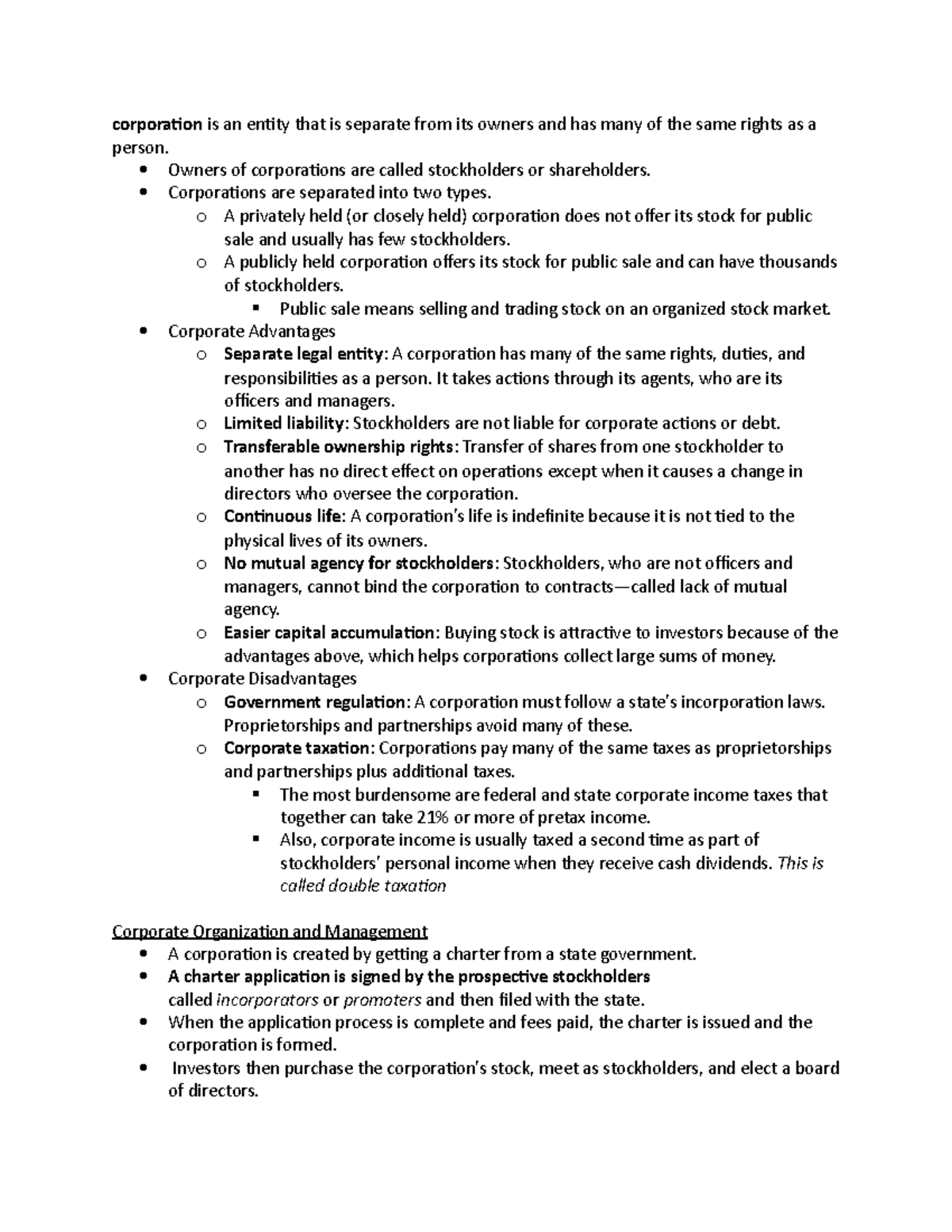 Chapter 11 accounting - corporation is an entity that is separate from ...
