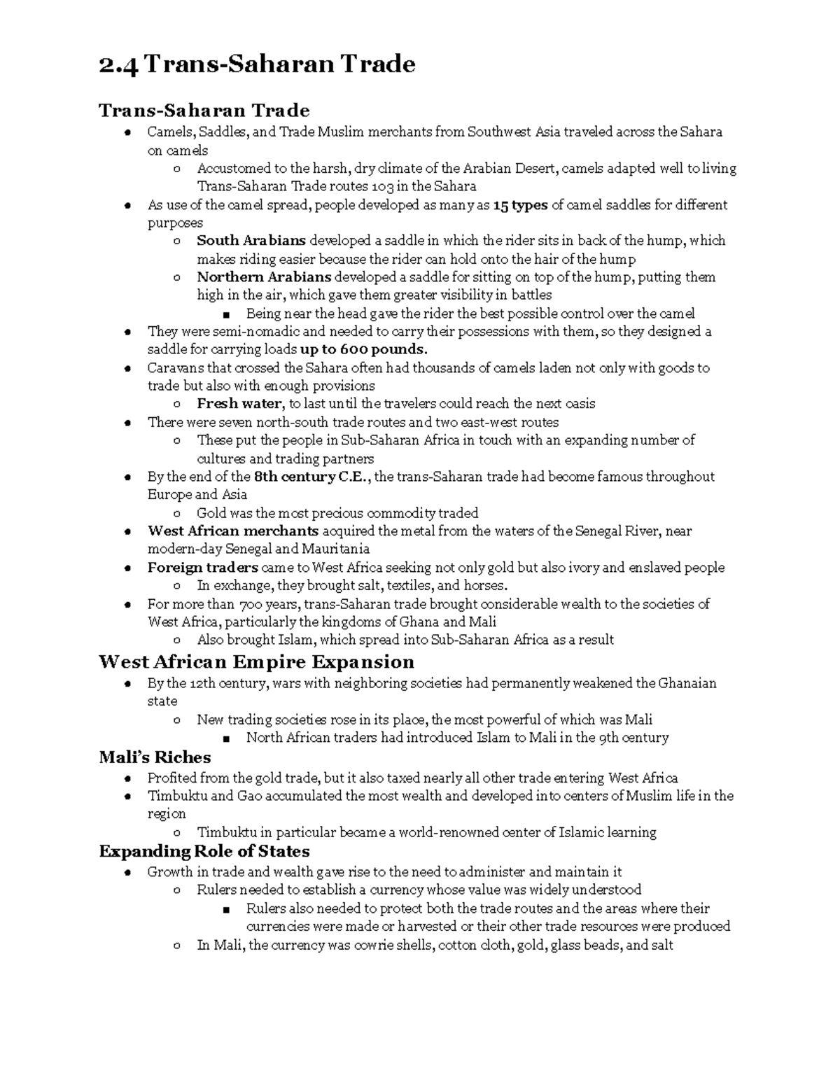 Trans-Saharan Trade - 2 Trans-Saharan Trade Trans-Saharan Trade Camels ...