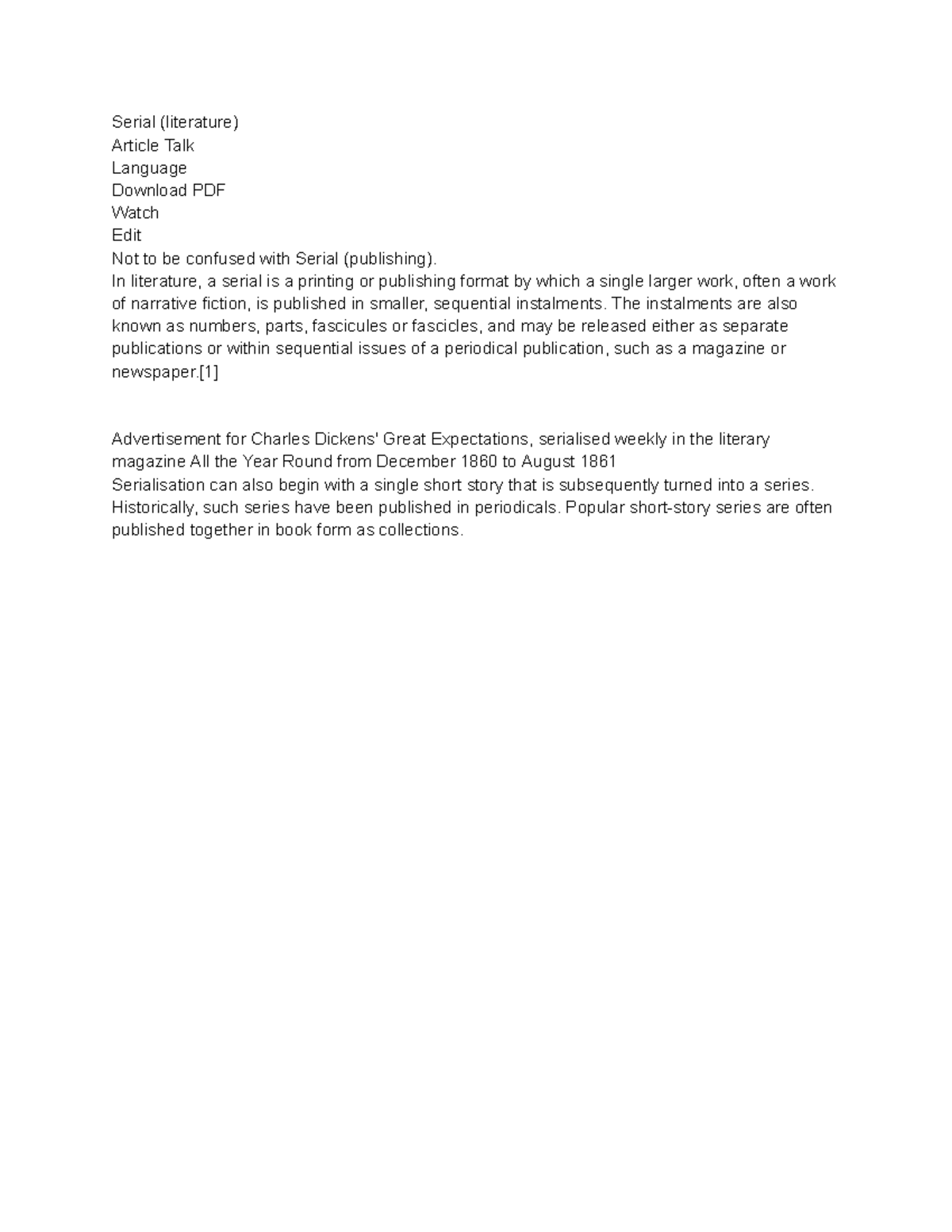 Serial literature - Summary Business Research - Serial (literature ...