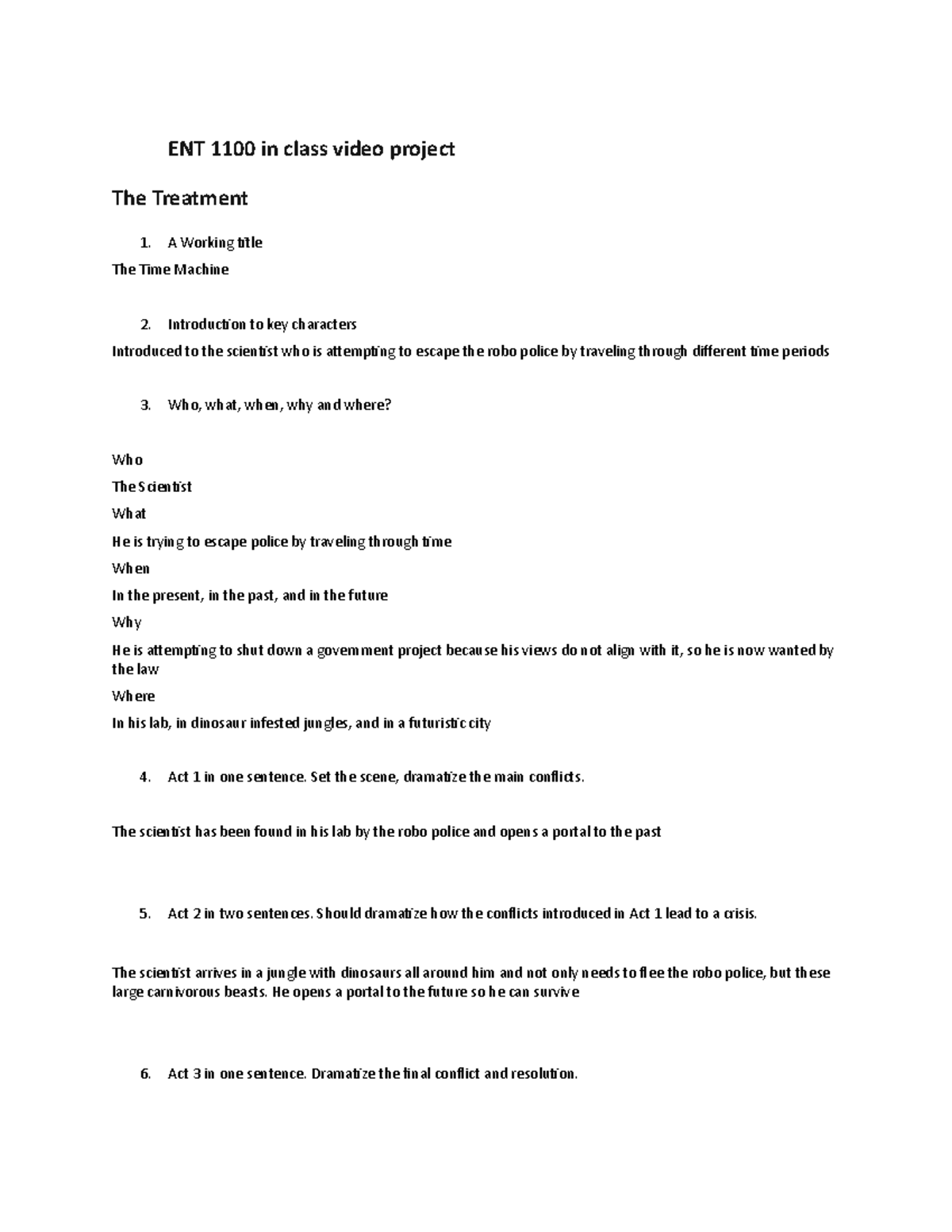 Ent-1100-in-class-video-project-Treatment - ENT 1100 in class video ...