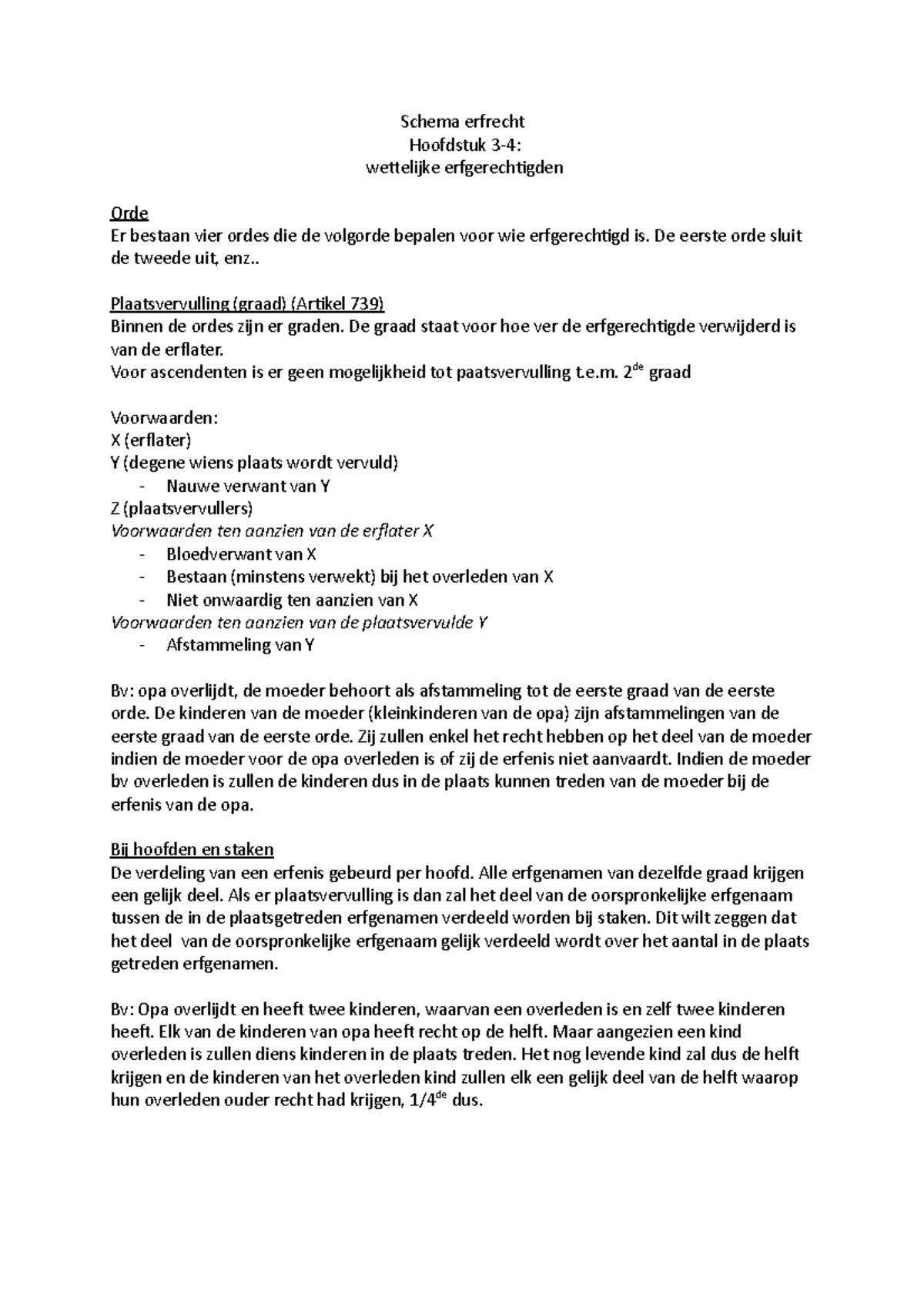 Schema ordes erfrecht - Schema erfrecht Hoofdstuk 3-4: wettelijke ...