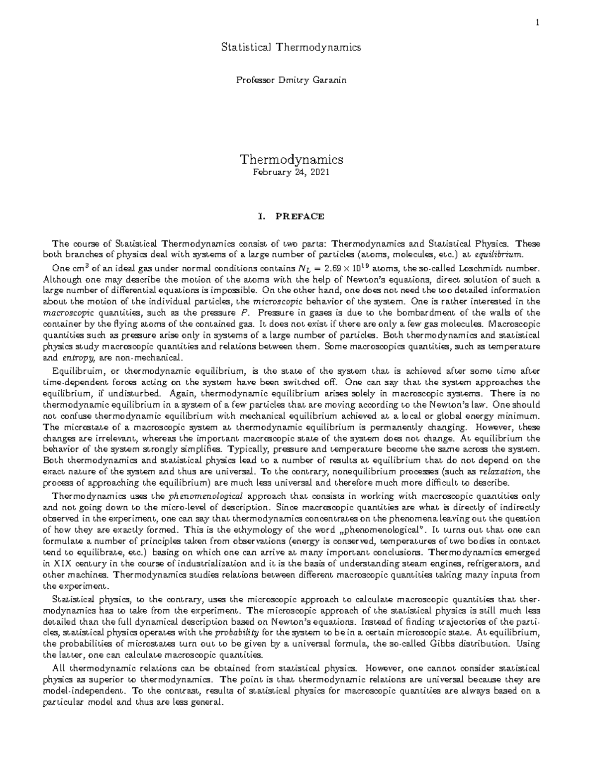 Thermodynamics - notes about thermodhynamixa - Statistical ...