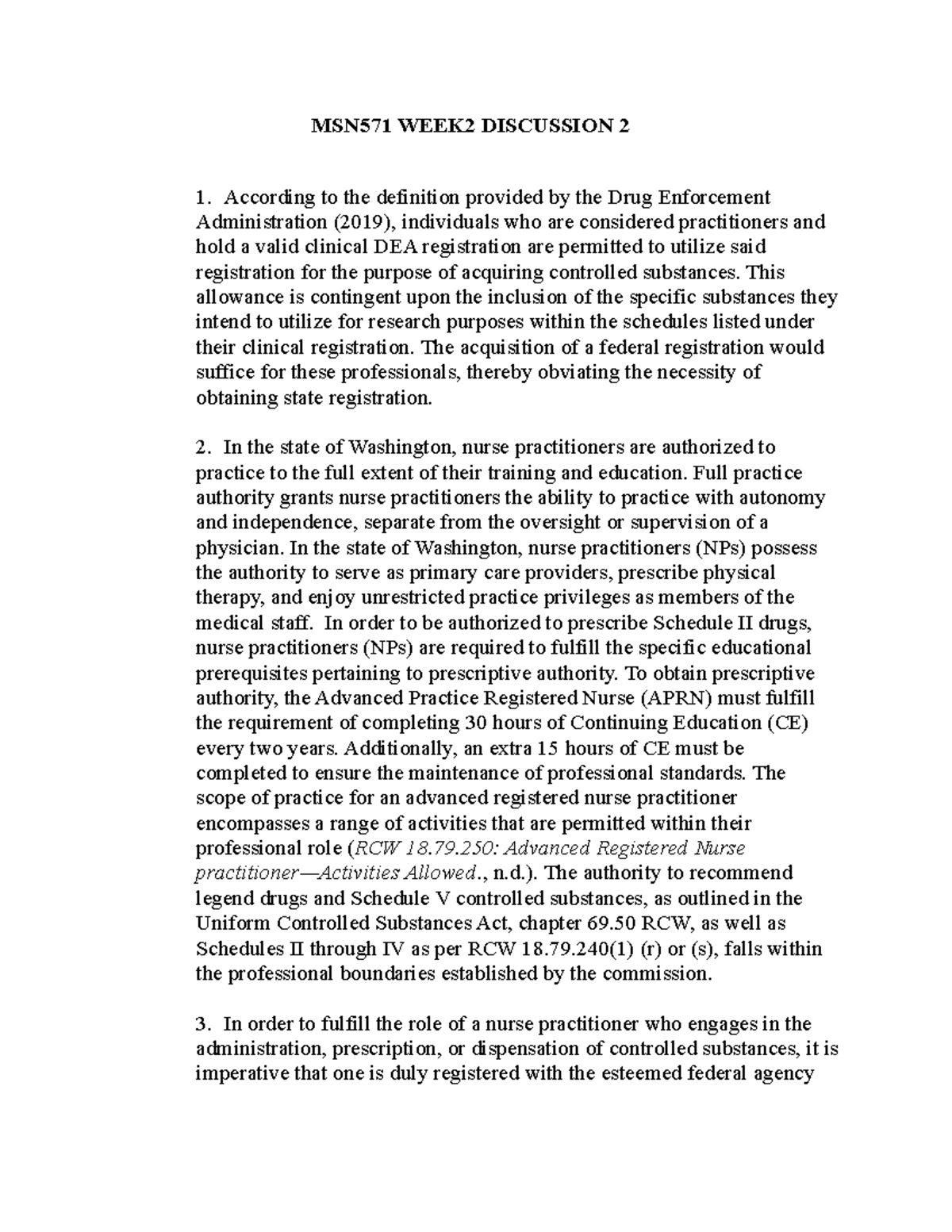 MSN571 WEEK2 Discussion 2 - MSN571 WEEK2 DISCUSSION 2 According to the ...