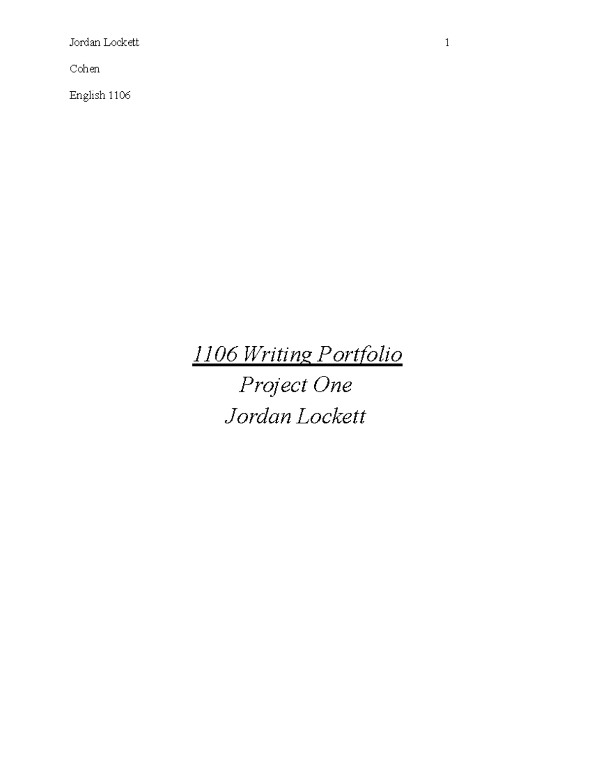 1106 Writing portfolio (official 6) - Cohen English 1106 1106 Writing ...