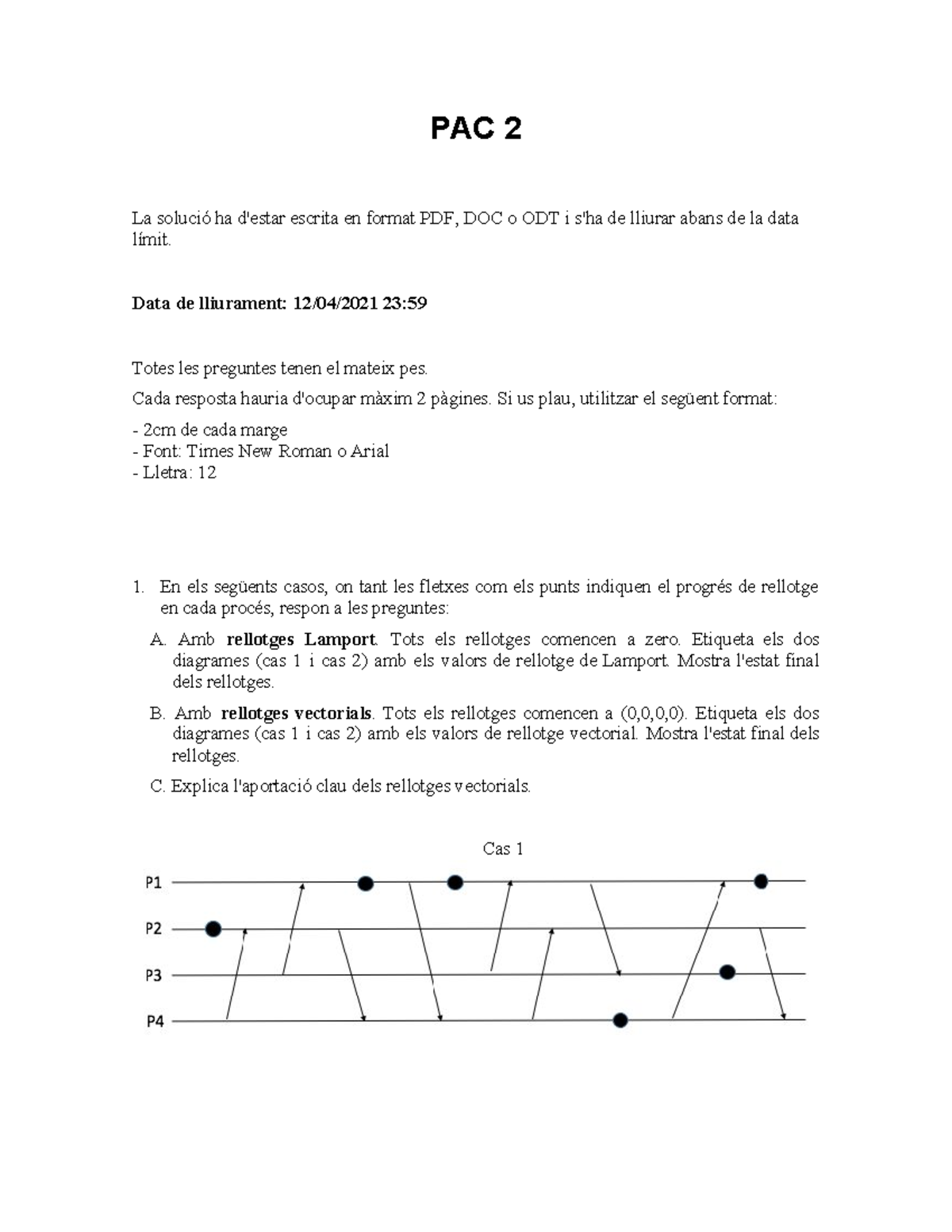 PAC2 2 - sense solucio - PAC 2 La solució ha d'estar escrita en format PDF, DOC o ODT i s'ha de ...