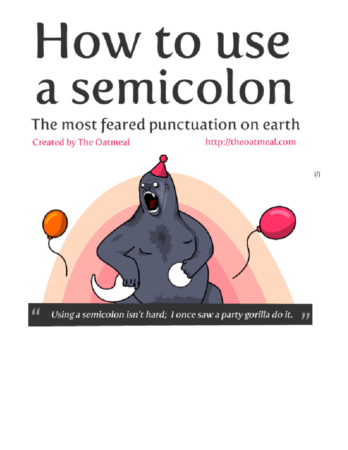 How to use a semicolon - The Oatmeal GUIDE - SCIE 1111 - (/) - Studocu