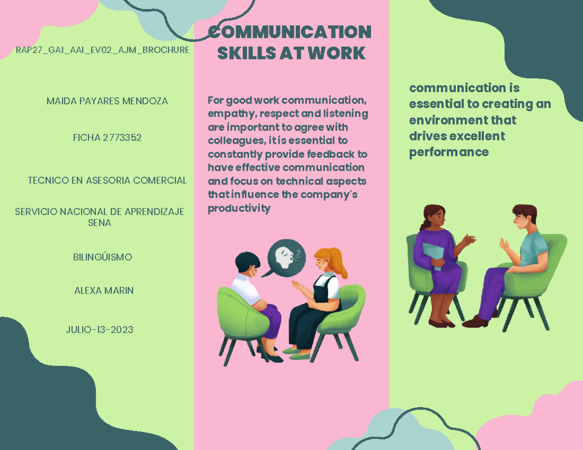 Brochure maida payares - COMMUNICATION SKILLS AT WORK For good work ...