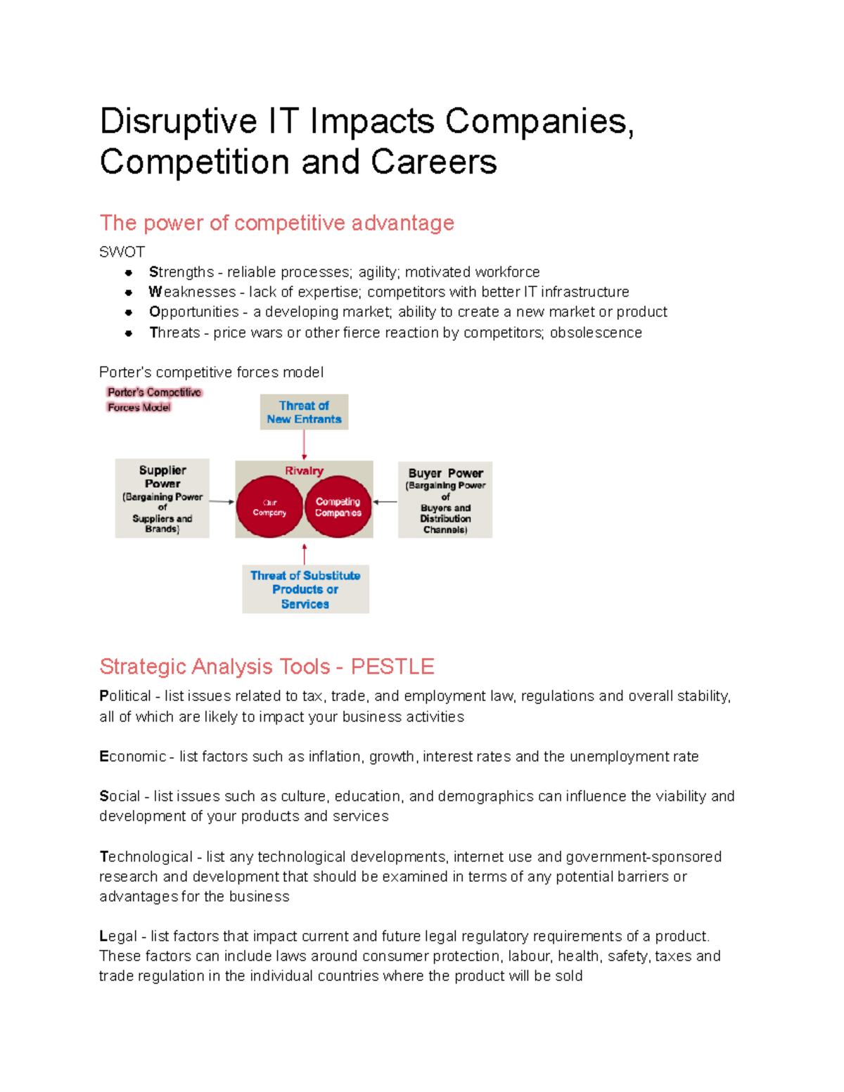 Week 1 - Disruptive IT Impacts Companies, Competition and Careers ...