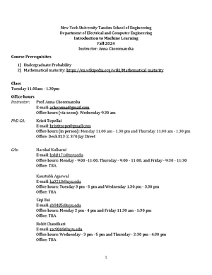 ML Cheat Sheet Code - ECE-GY 6143 - Unit - Studocu