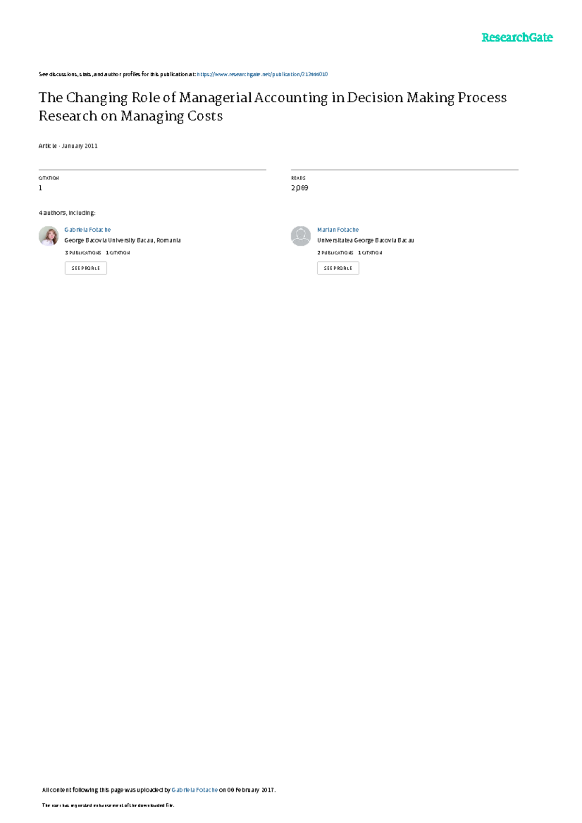 Changing Roles of Management Accounting in a Dynamic Environment - See ...