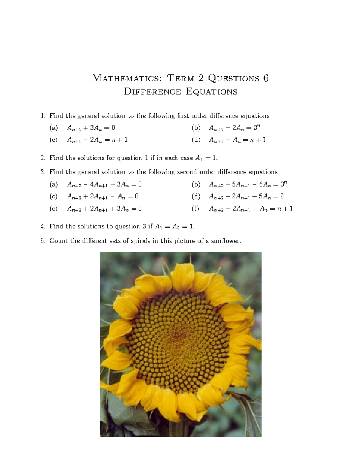 2008 2009 Question Sheet 6 Difference Equations Mathematics Term 2 2008-2009-question-sheet-6-difference-equations-mathematics-term-2