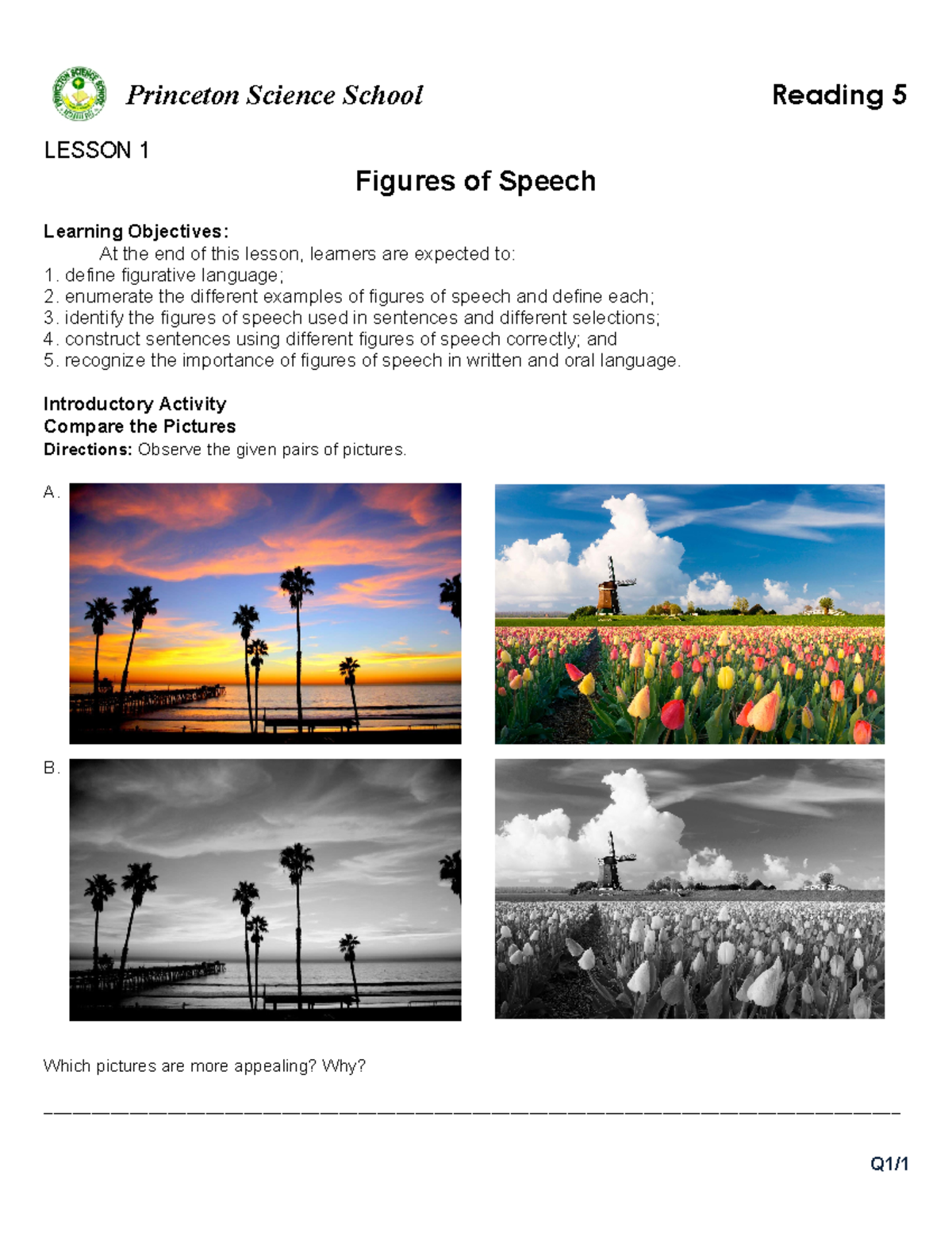 Lesson 1 Figures of Speech - Princeton Science School Reading 5 Q1 ...