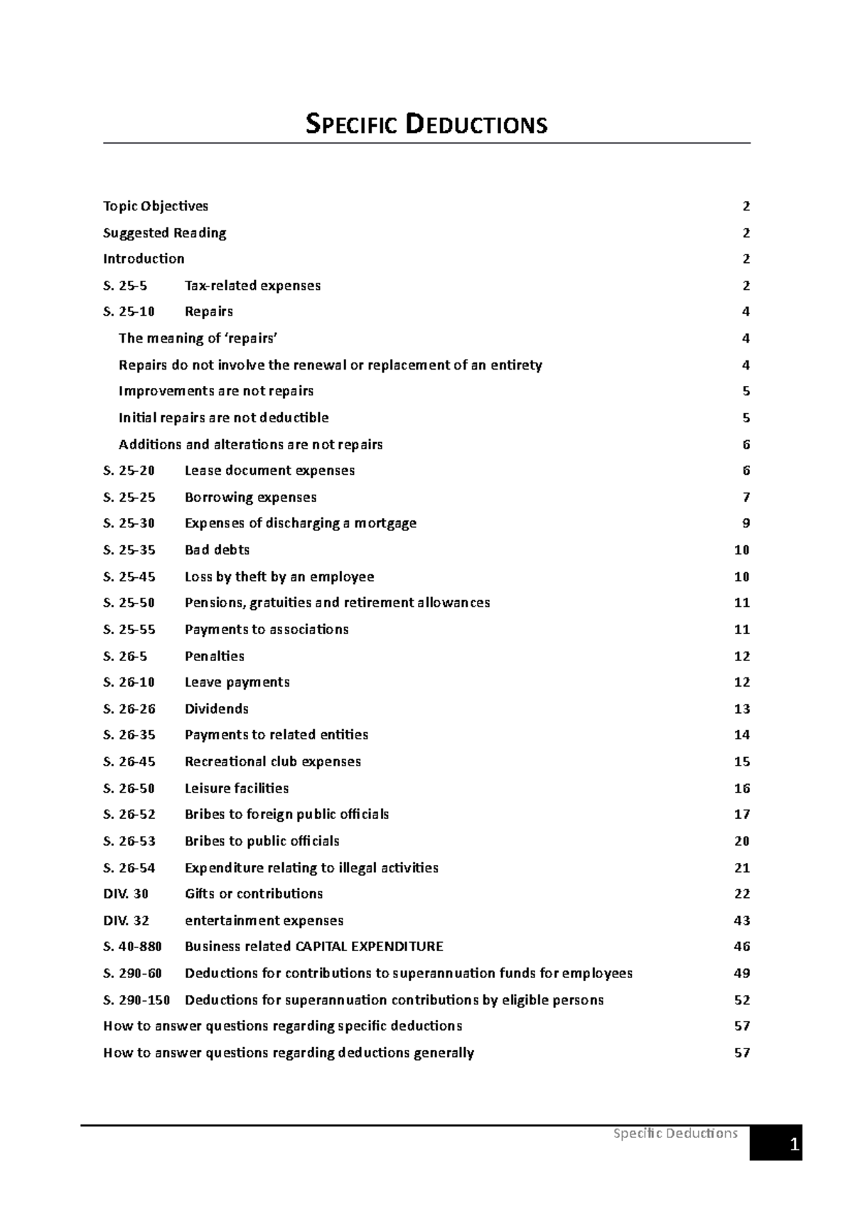 Topic 8 Specific Deductions Notes 2023 UO - Specific Deductions Topic ...