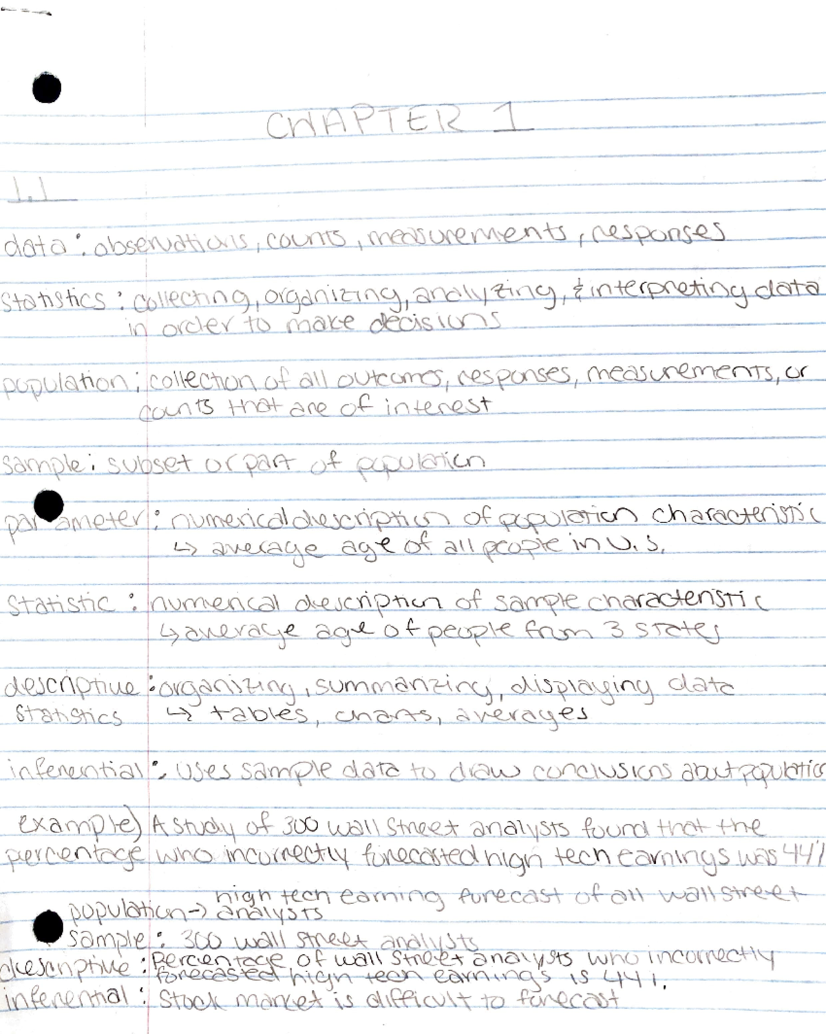 Chapter 1 Statistics Notes - MTH 245 - Studocu