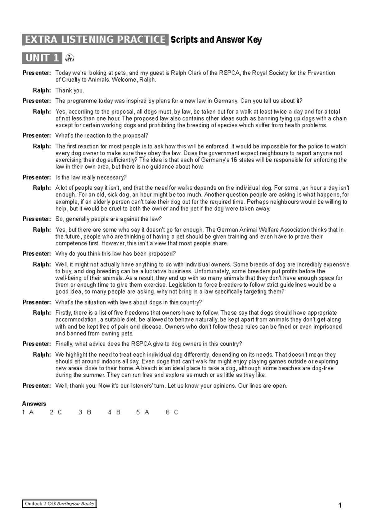 07Outlook 2 Extra Listen Prac Scripts And AK - UNIT 1 Presenter: Today ...