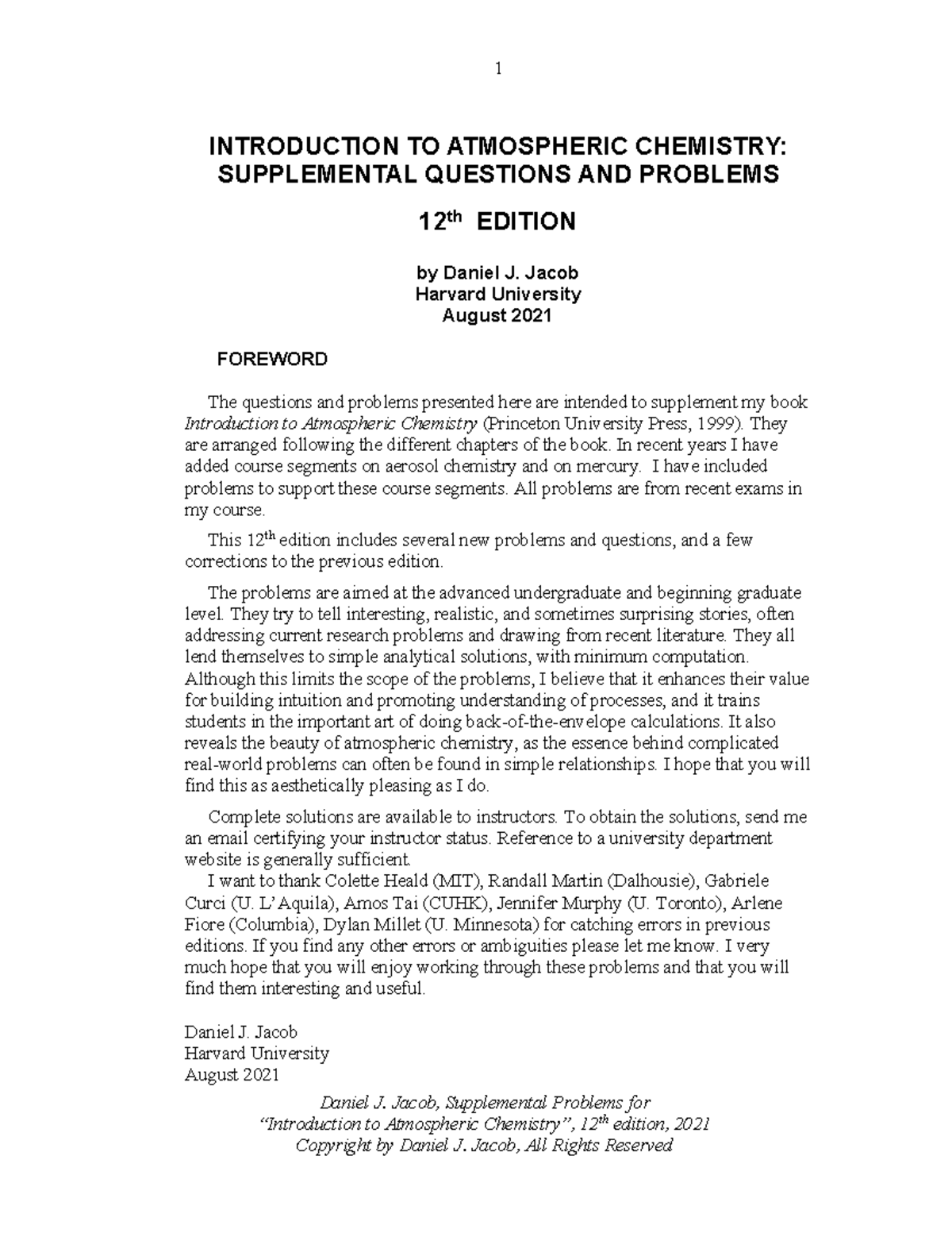 Atm chemistry - Libro con fisicoqca atmosférica - Daniel J. Jacob ...