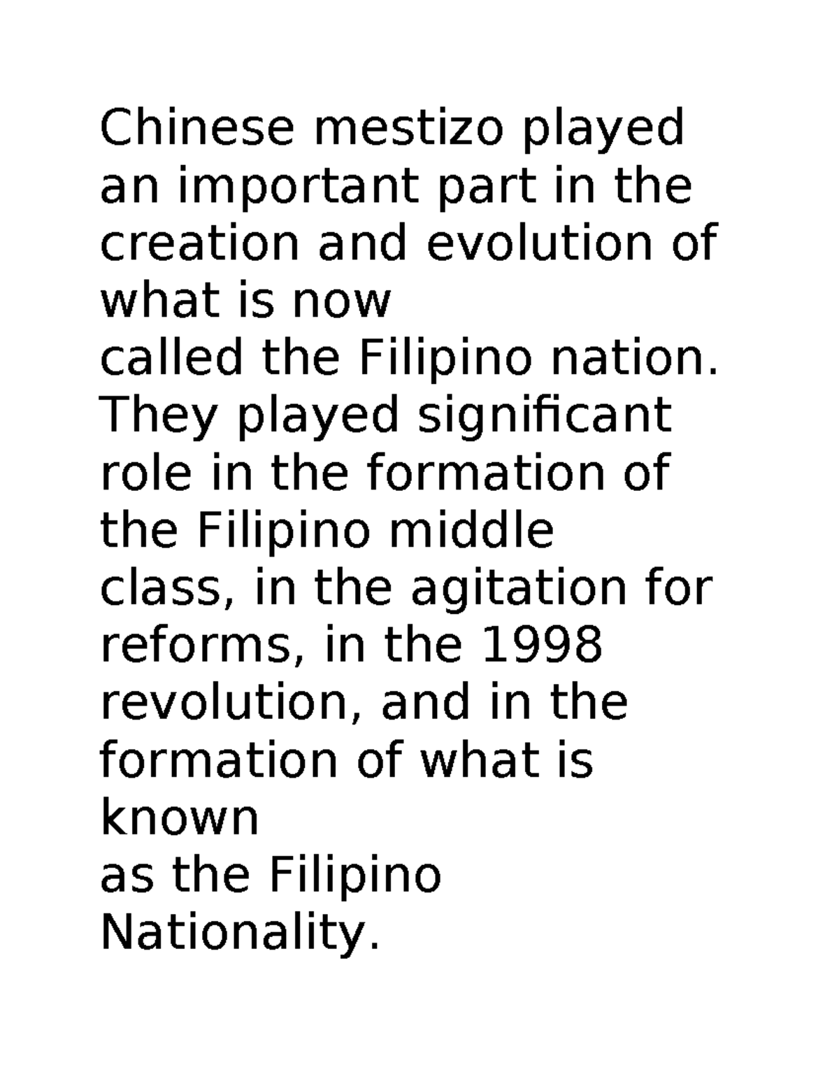 Chinese mestizo played an important part in the creation and evolution ...