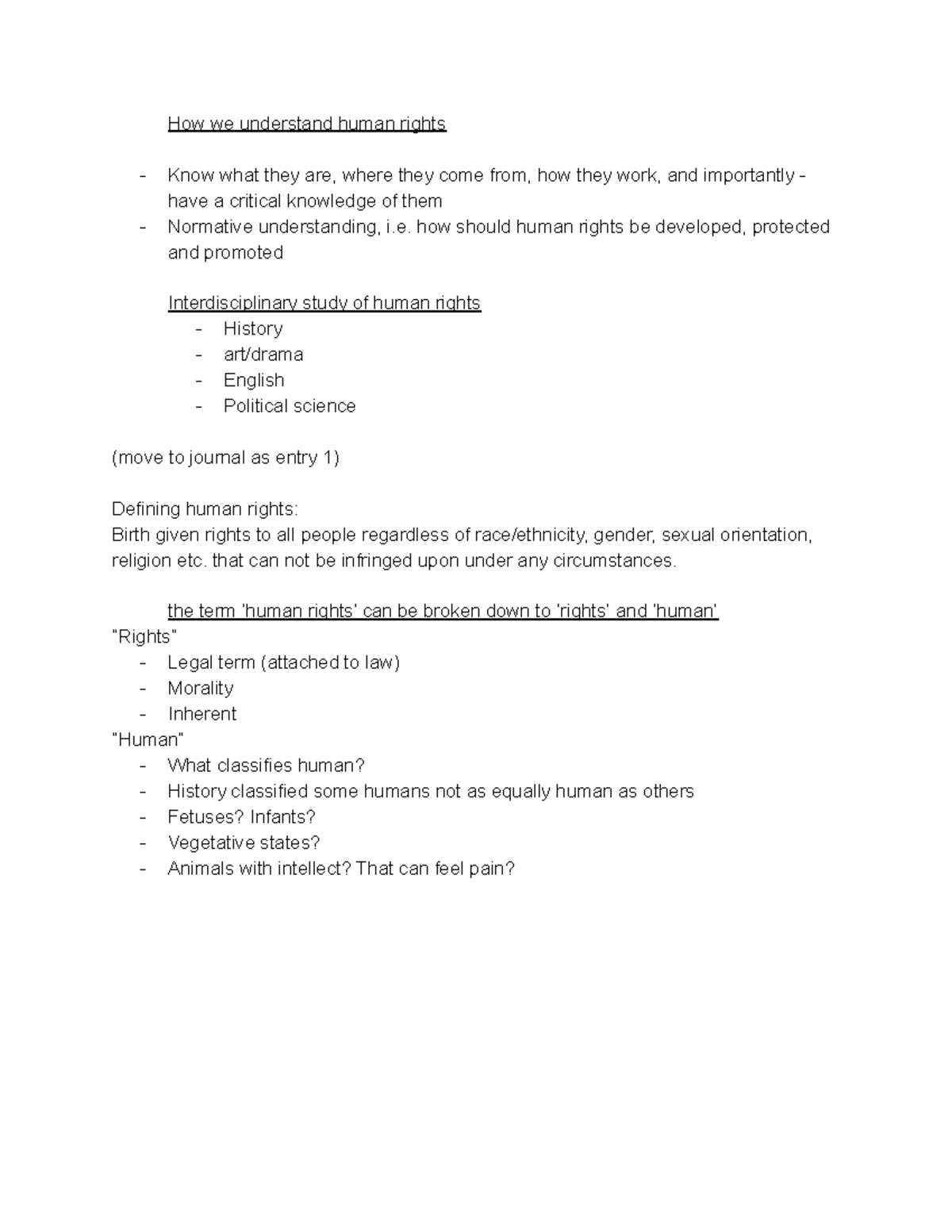 What are Human Rights - introduction lecture notes - How we understand ...