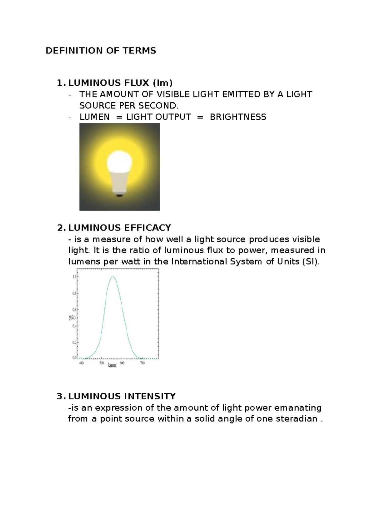 lighting concept terminologies - DEFINITION OF TERMS 1 FLUX (lm) - THE ...