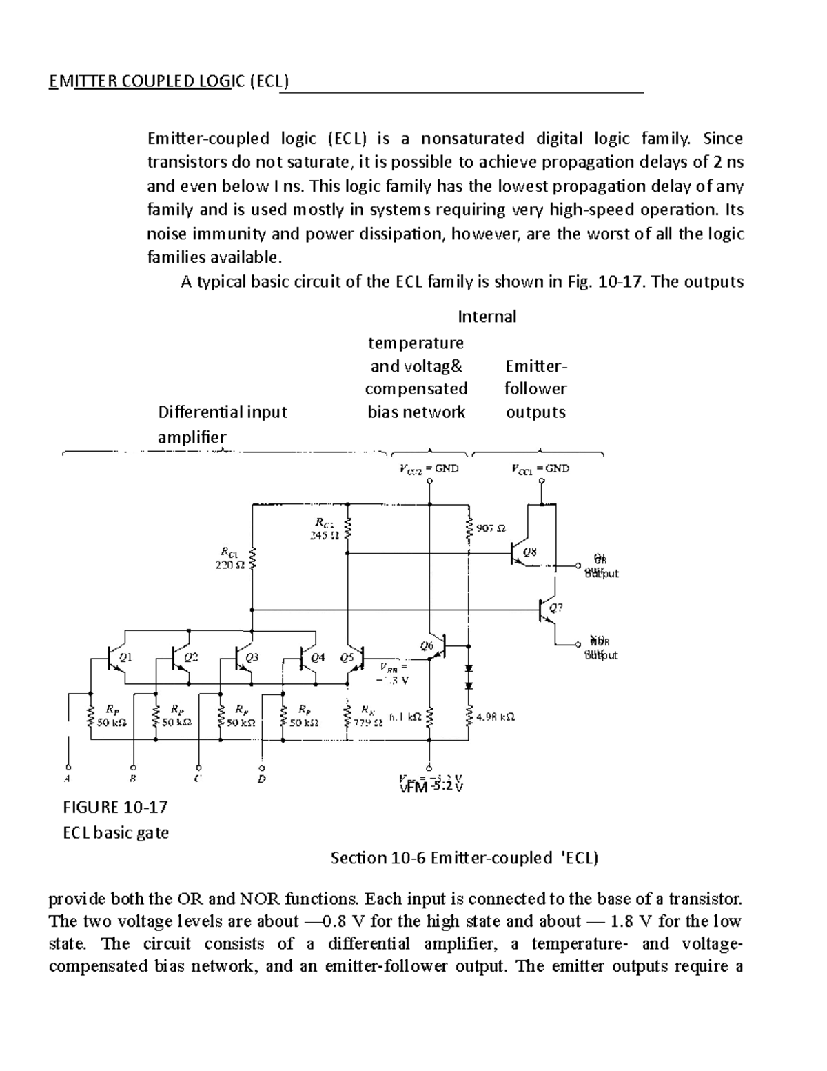 Emitter Coupled Logic - EMITTER COUPLED LOGIC (ECL) Emitter-coupled ...