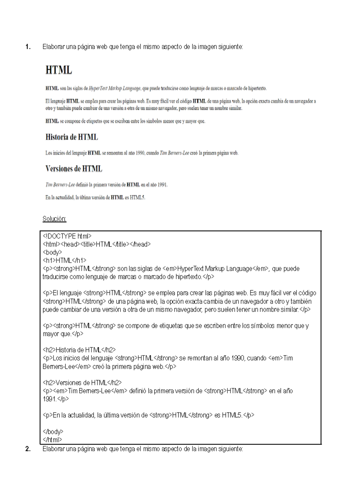 Ejercicios HTML y CSS - Solucionado - Solución: - Studocu