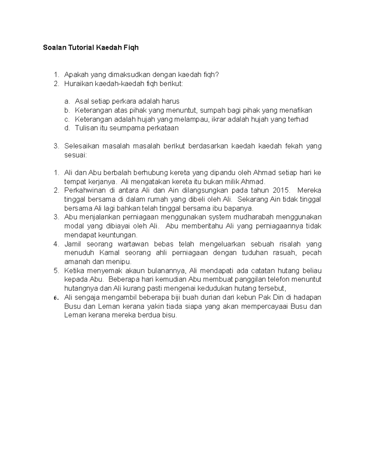 Soalan tutorial Kaedah Fiqh - Soalan Tutorial Kaedah Fiqh Apakah yang ...