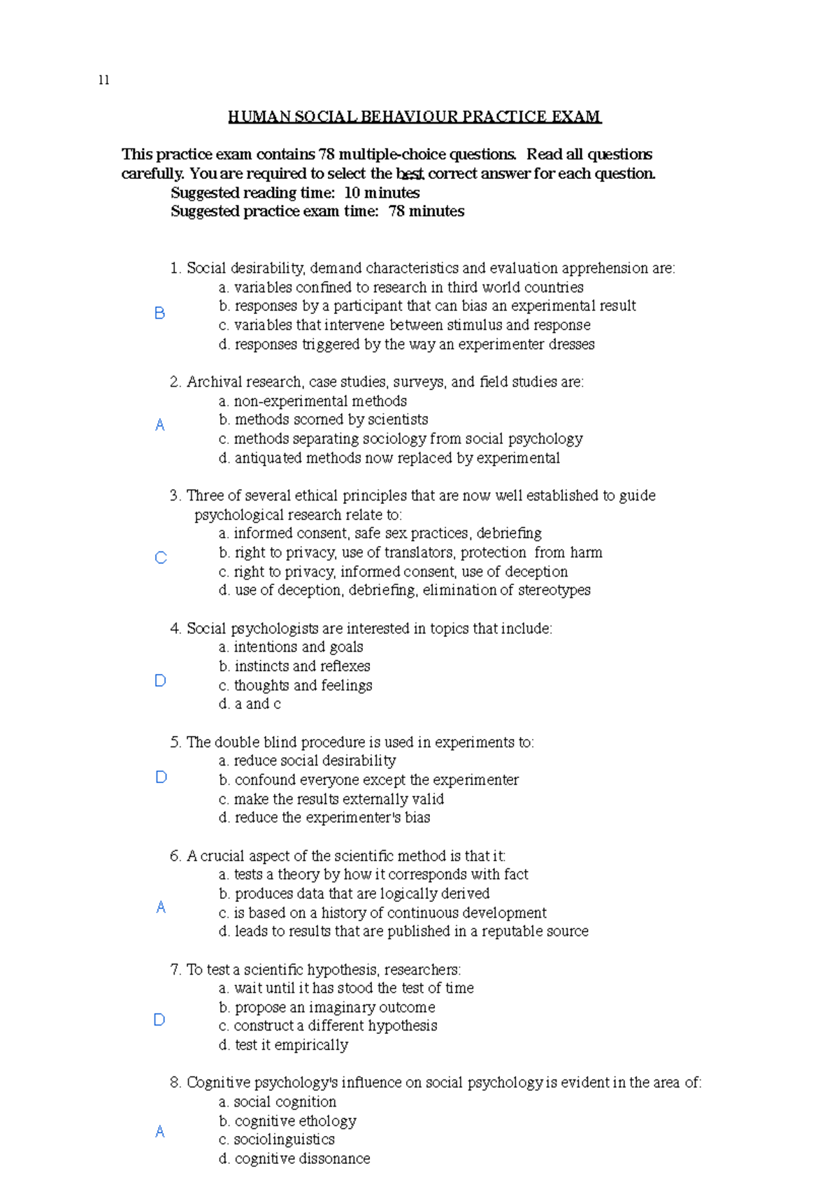 Sample/practice exam 2017, questions and answers - Bachelor of Criminology / Bachelor of - Studocu
