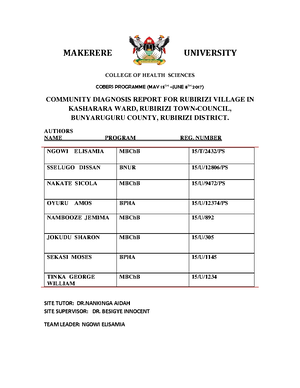 Joyce CASE Study 1 - ,,, - THE PRESBYTERIAN UNIVERSITY OF EAST AFRICA SCHOOL OF HEALTH SCIENCE ...
