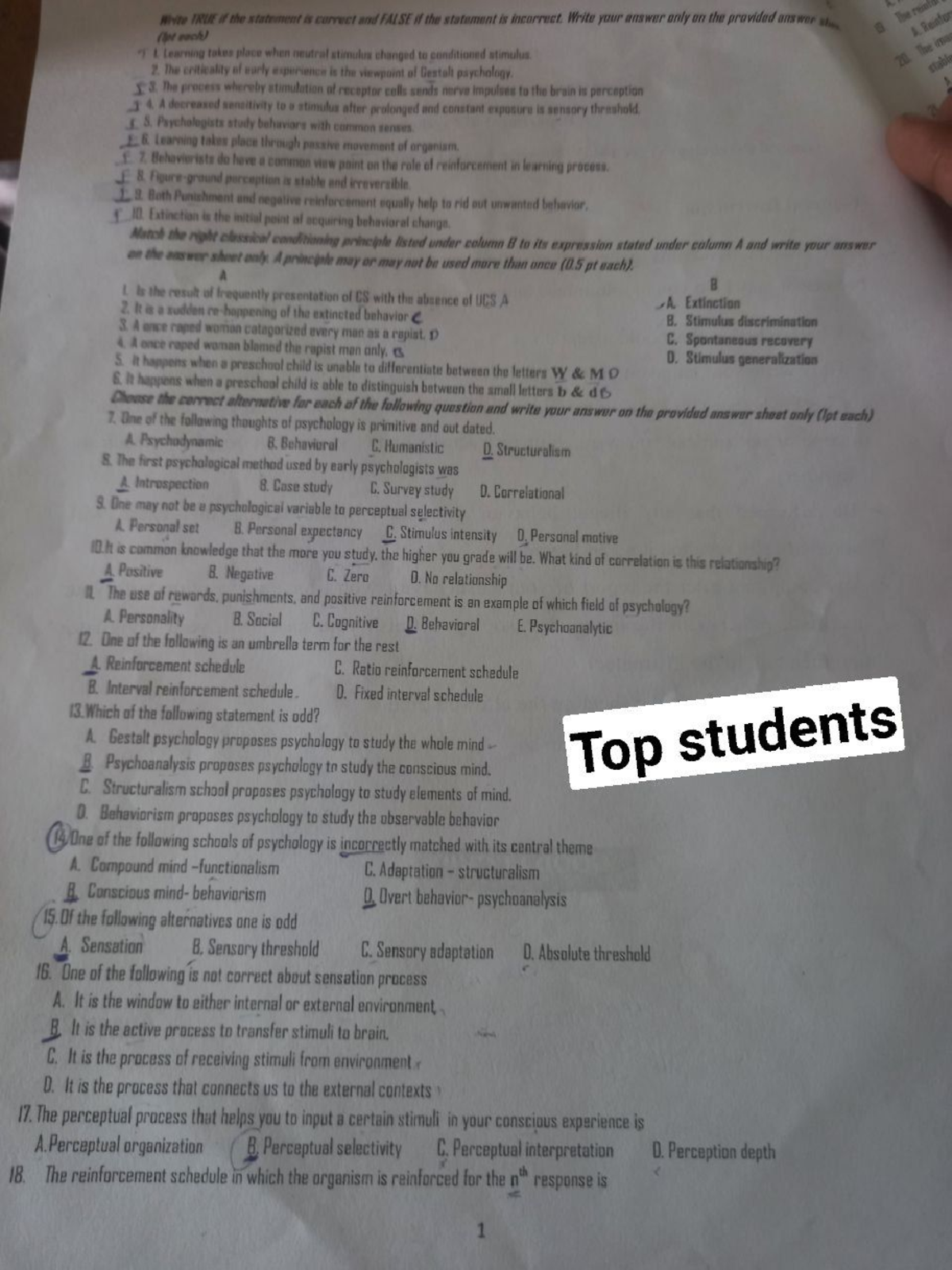 Psychology Midterm Exam 15 - Telecommunication Networks - Studocu