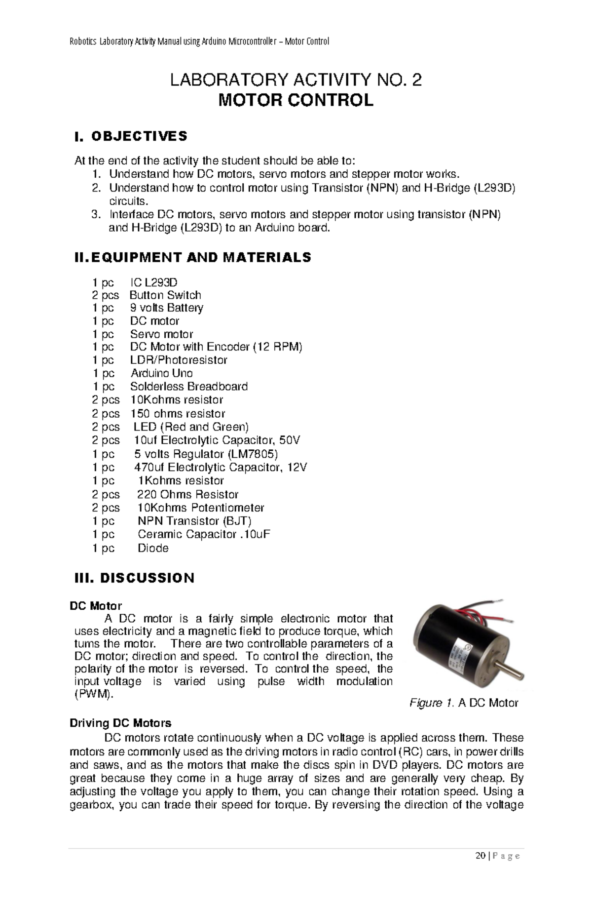 Motor Control Laboratory Activity 2 - LABORATORY ACTIVITY NO. 2 MOTOR ...