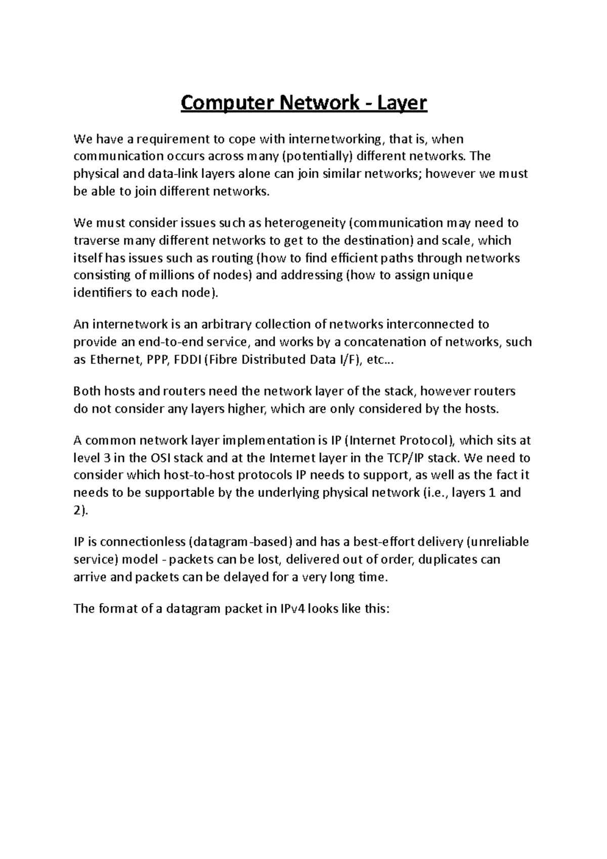 Computer Network - Layer - COMP1527 - GRE - Studocu
