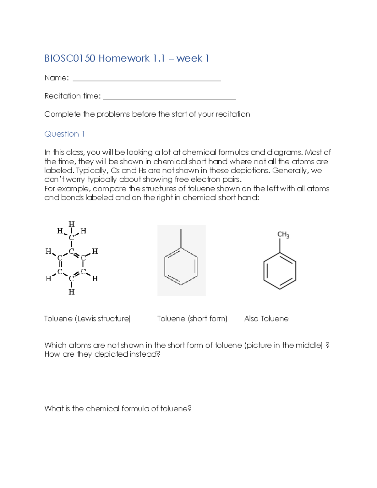 Toluene Lewis Structure