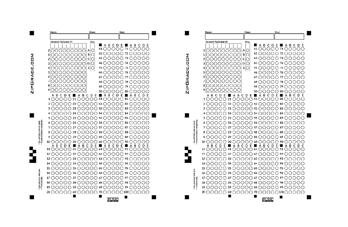 Answer- Sheets - None - Name Class Quiz Name Class Quiz Student ...
