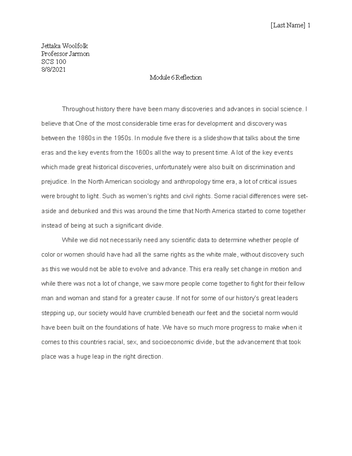 Module 6 reflection - For this assignment, reflect on what you consider ...