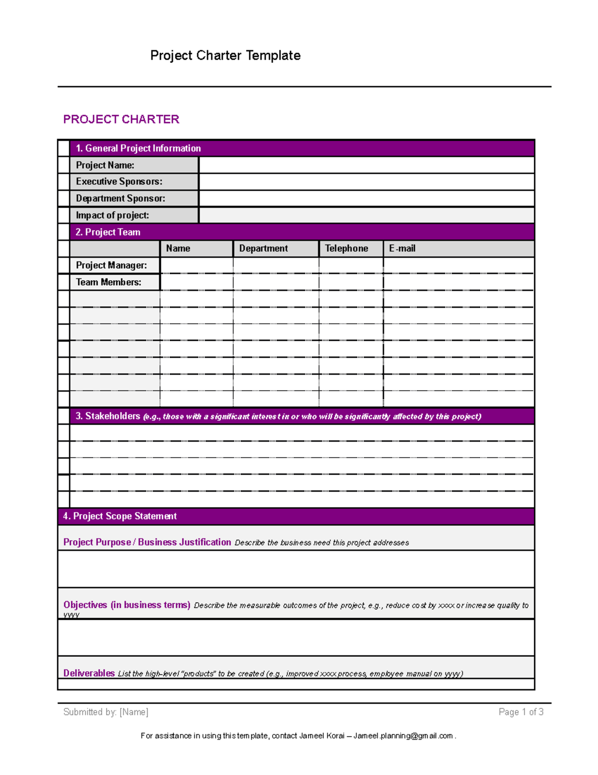 Project Charter Template - Project Planning & Management - Project ...