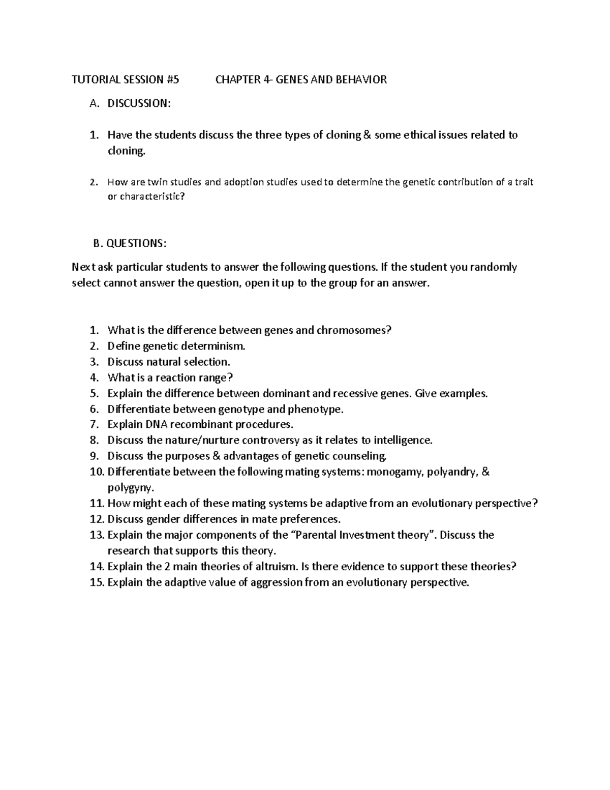 Psychology Tutorial 5 Questions - PSYCH1000 - UWO - Studocu