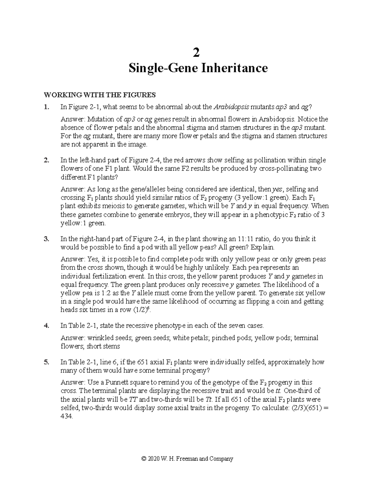 IGA 12e SM Ch 02 - Answer key to textbook problems - 2 Single-Gene Inheritance WORKING WITH THE ...