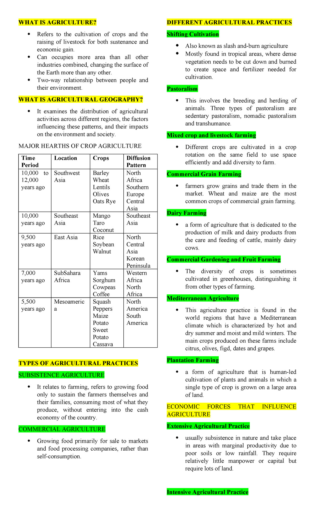 Agriculture reviewer - none - WHAT IS AGRICULTURE? Refers to the ...