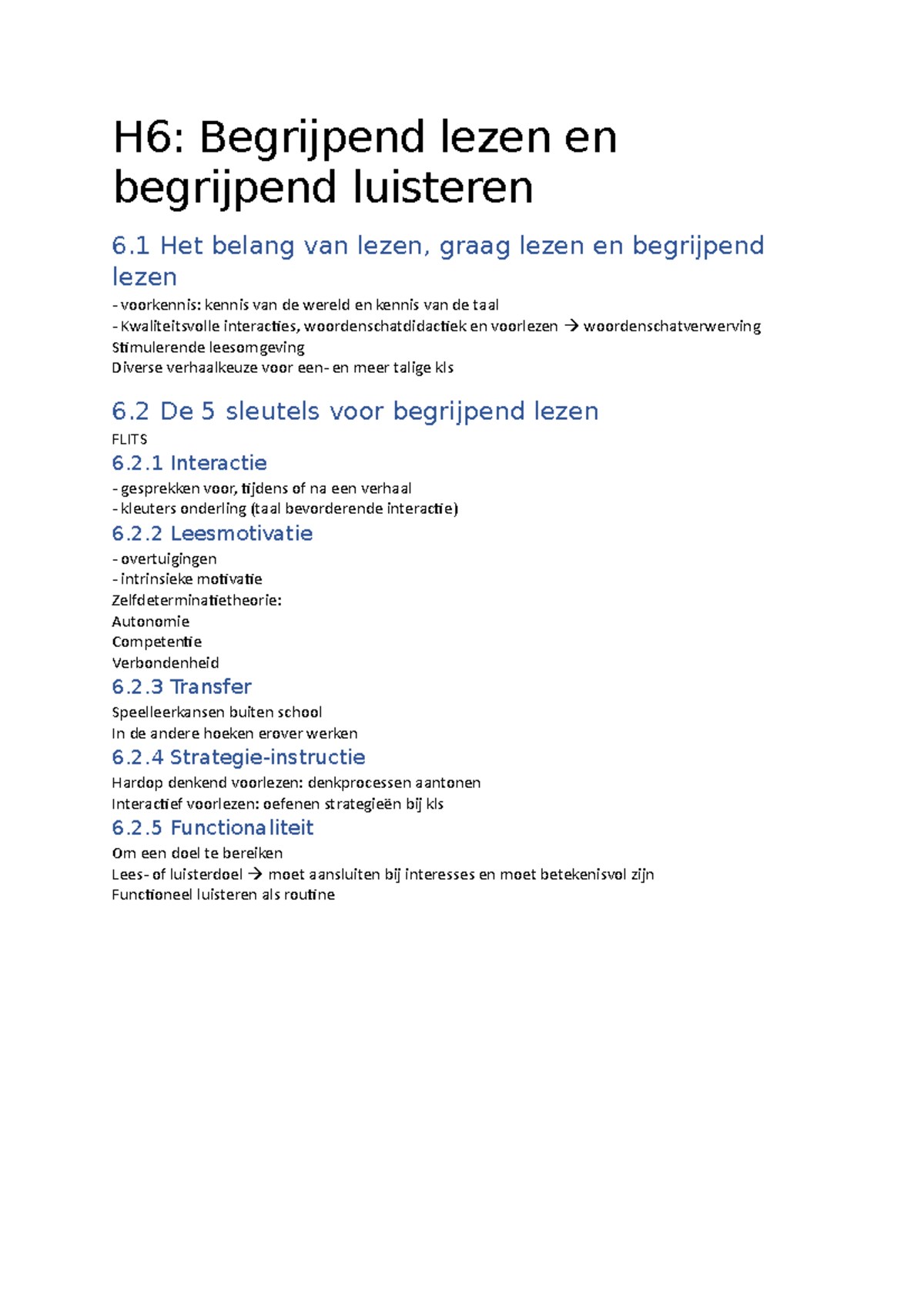 Samenvatting H6 begrijpend luisteren: meertalig - H6: Begrijpend lezen en begrijpend luisteren 6 ...