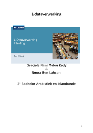 L-data samenvatting KORT - Samenvattend kader Inleiding DIKW-piramide (data, information ...