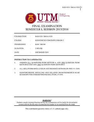 Assignment Column - Reinforced Concrete Design II - UTM - Studocu