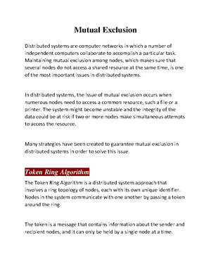 Mutual Exclusion - Ricart-Agrawala Algorithm - Mutual Exclusion Ricart ...