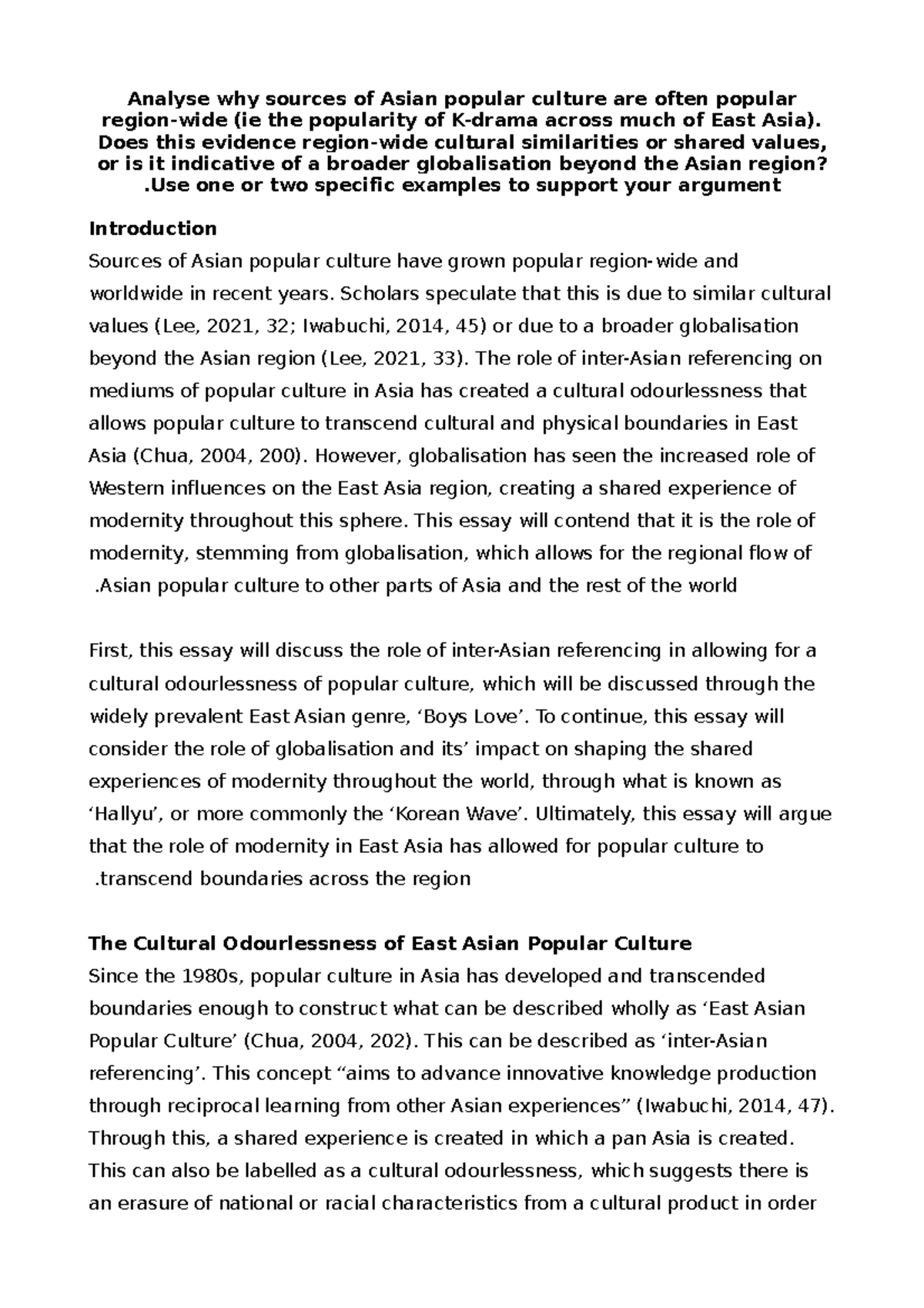 ASIA2004 Major Essay - Analyse why sources of Asian popular culture are ...