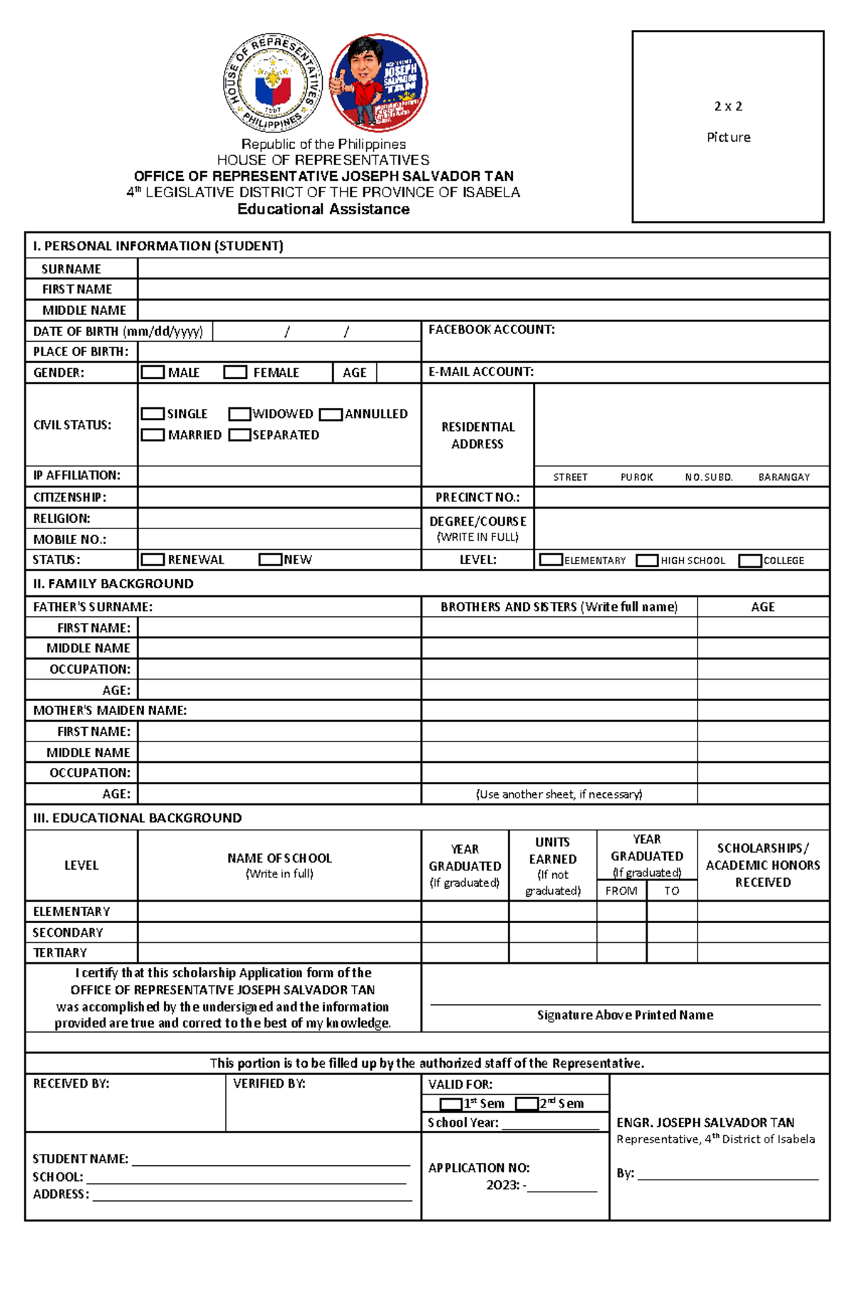 FORM Educational Assistance - Tertiary (8.5x13 Long Bond Paper ...