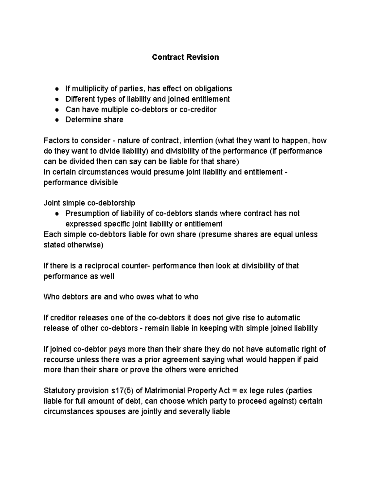 Contract Revision co-debtorship - Contract Revision If multiplicity of ...