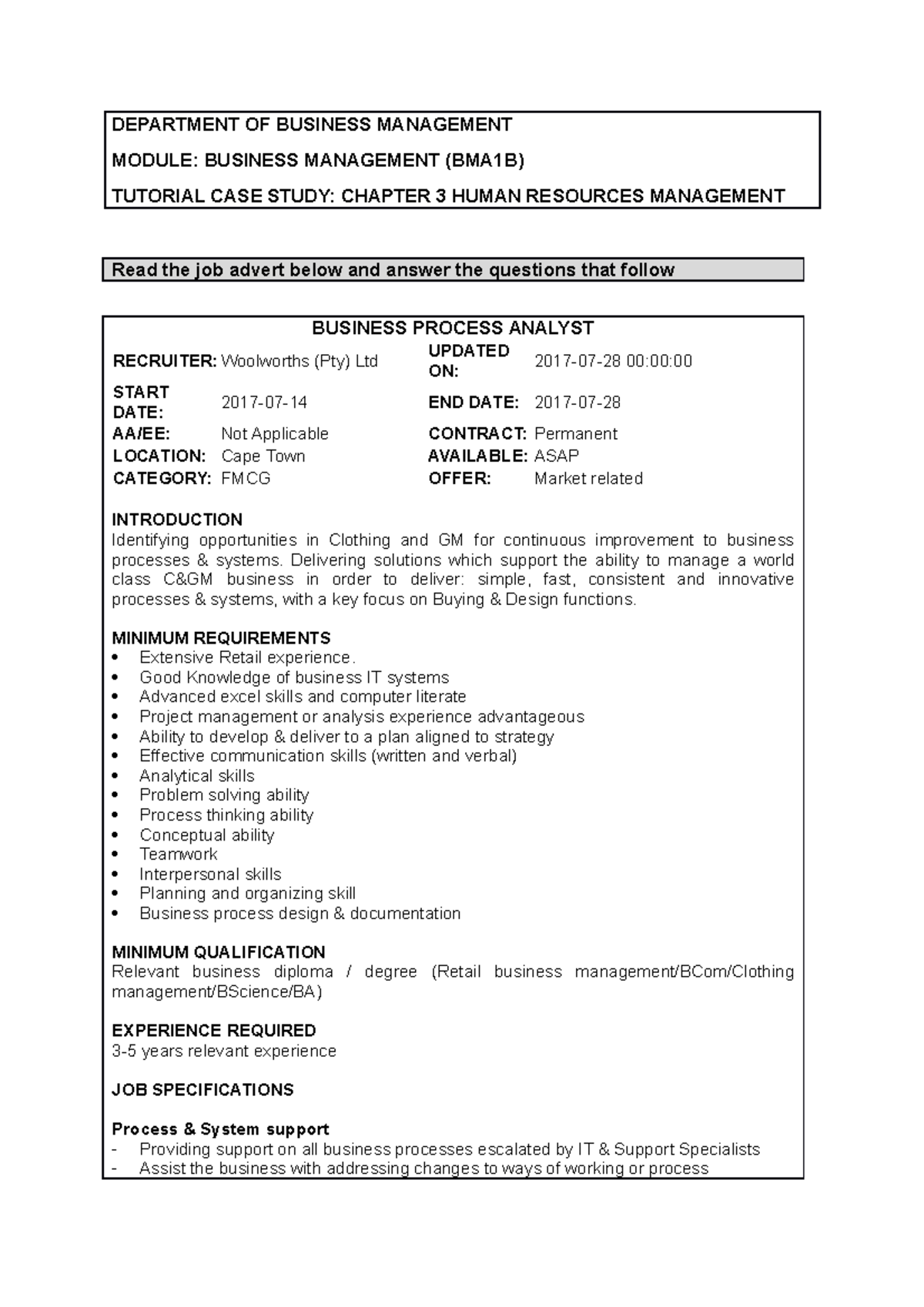 Chapter 3 - Tutor answers - DEPARTMENT OF BUSINESS MANAGEMENT MODULE ...