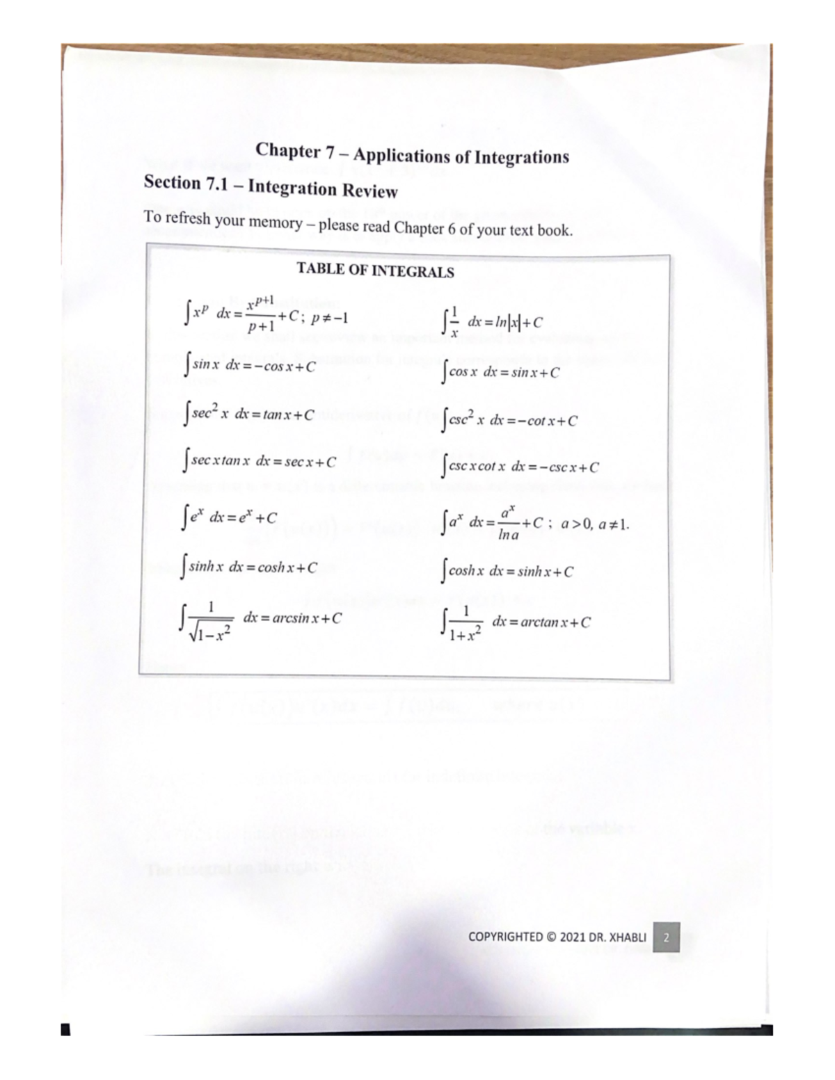 Chapter 7 - Applications of Integrations - MATH 1432 - Studocu