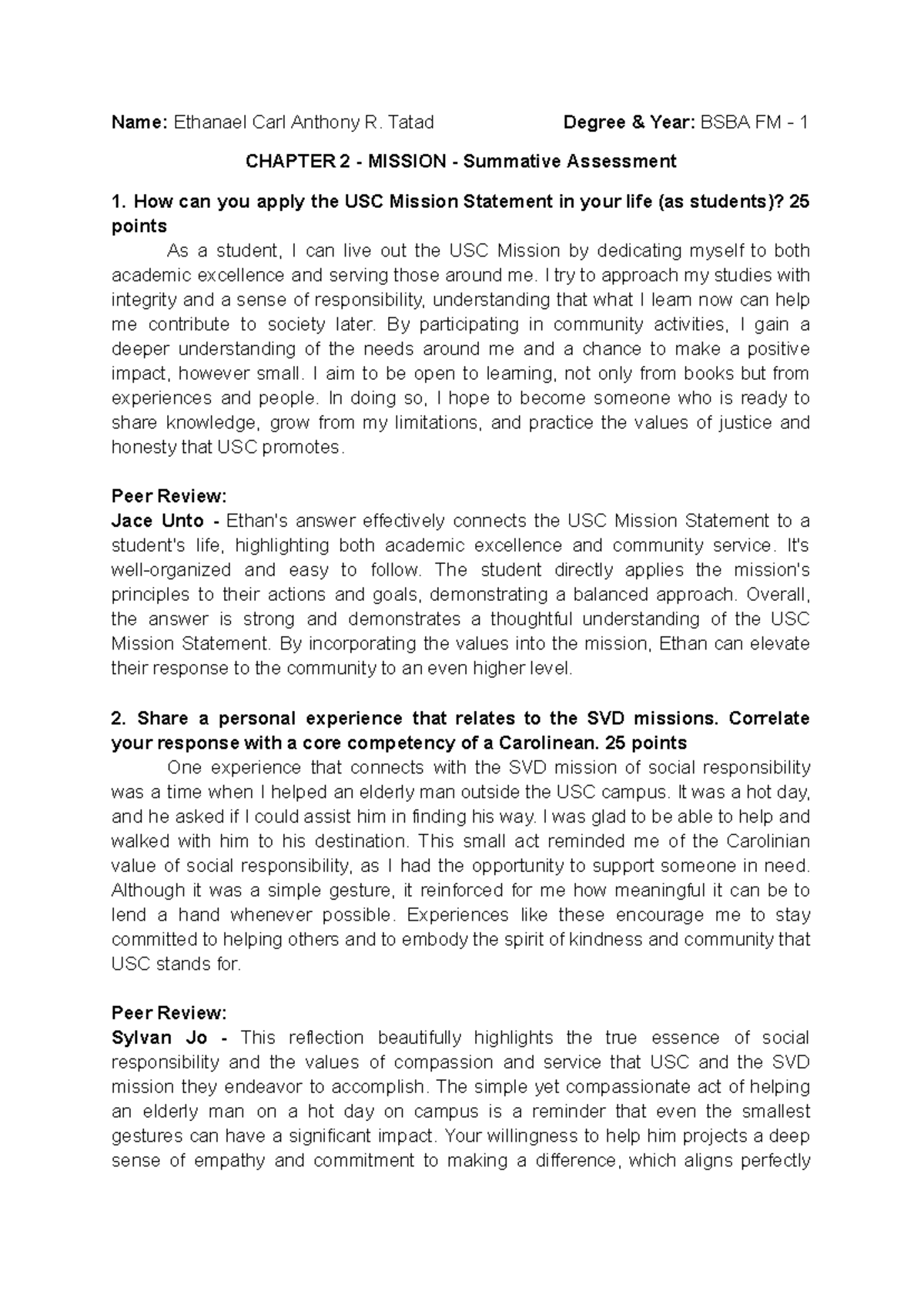 Chapter 2 - Mission - Summative Assessment - Name: Ethanael Carl ...