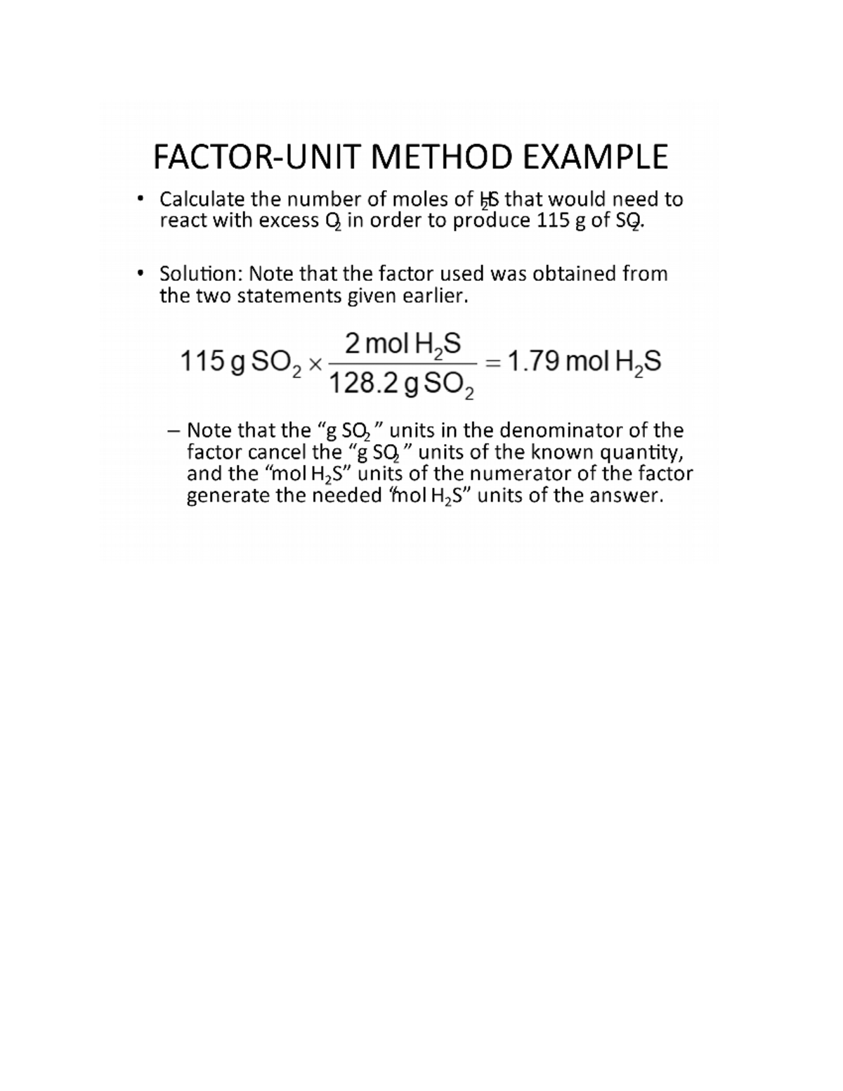 Ch.7- factor unit method review example - CHM 1020C - Studocu